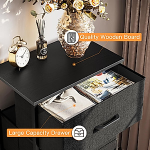 ODK Dresser for Bedroom with 4 Storage Drawers, Small Dresser Chest of Drawers Fabric Dresser with Sturdy Steel Frame, Dresser for Closet with Wood Top, Black