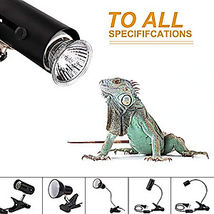 2-Pack Adjustable Reptile Clamp Heat Lamp Fixture Holder with 3-Pack 50W Sun Basking Spot Lamp Suitable for Aquarium, Reptiles,Lizard, Turtle, Snake