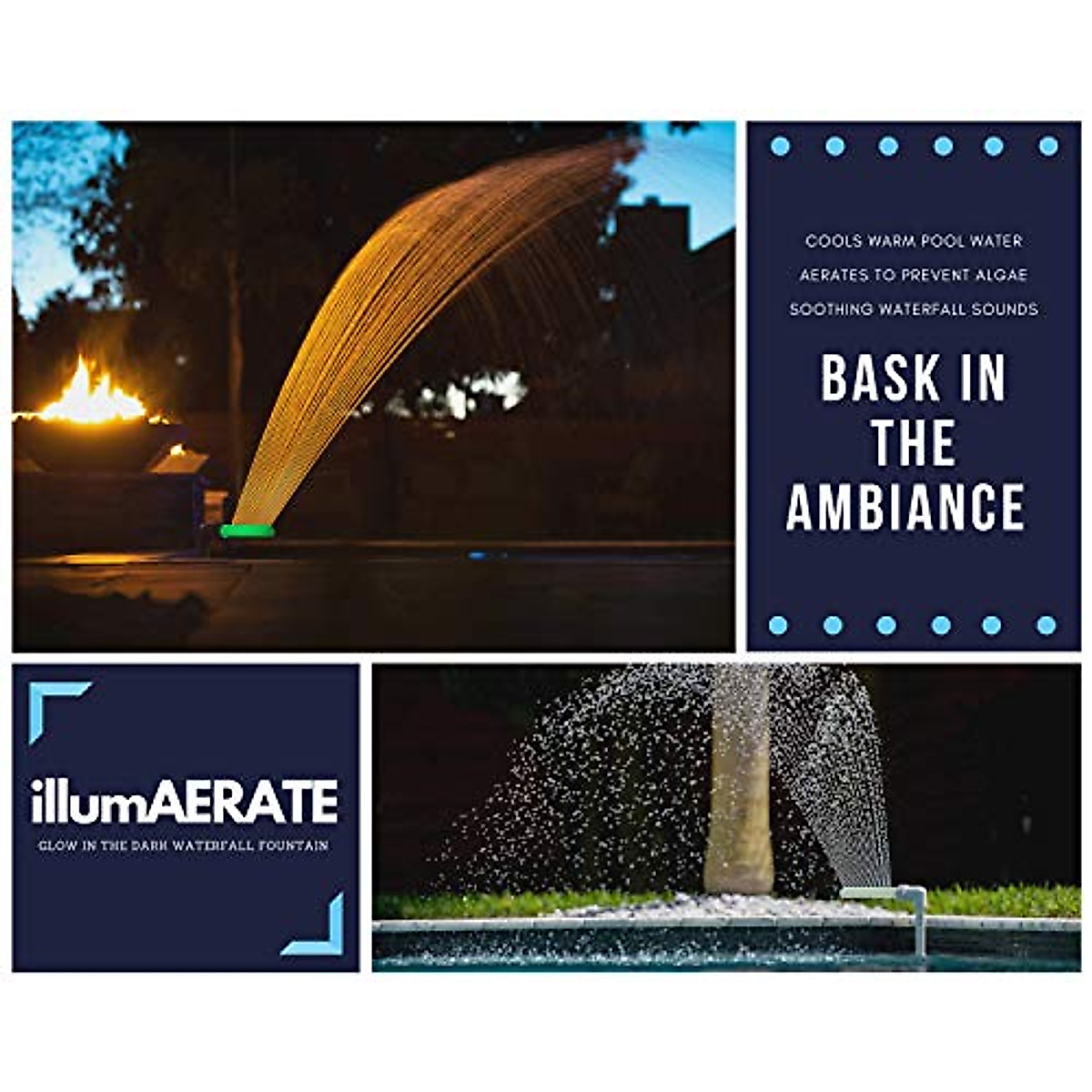 Pool Fountain Swimming Pool Accessories - Waterfalls Cool Warm Pool Water Temperatures, Sprinkler Aerates for Fresh Pool Water, Fits 1.5" Threaded InGround & Above Ground Pool Fountains Return Jets