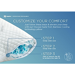Nappler Cooling Pillow for hot Sleepers - Bed Pillows Queen Size Premium Set of 2 - Adjustable Shredded Memory Foam - Medium to Firm Pillows for Back, Stomach & Side Sleepers -Washable Cover