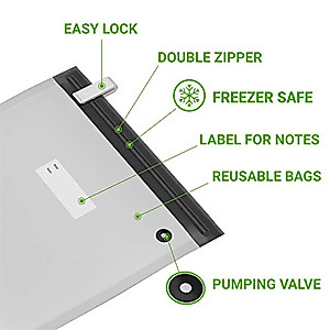 Sous Vide Bags 56 PCS Vacuum Save Sealer - 35 Reusable Vacuum Food Storage Bags for Anova and Joule Cookers - 3 sizes Sous Vide Bag Kit with Pump - 4 Sealing Clips - 4 Sous Vide Bag Clips with Handheld Food Vacuum Sealer