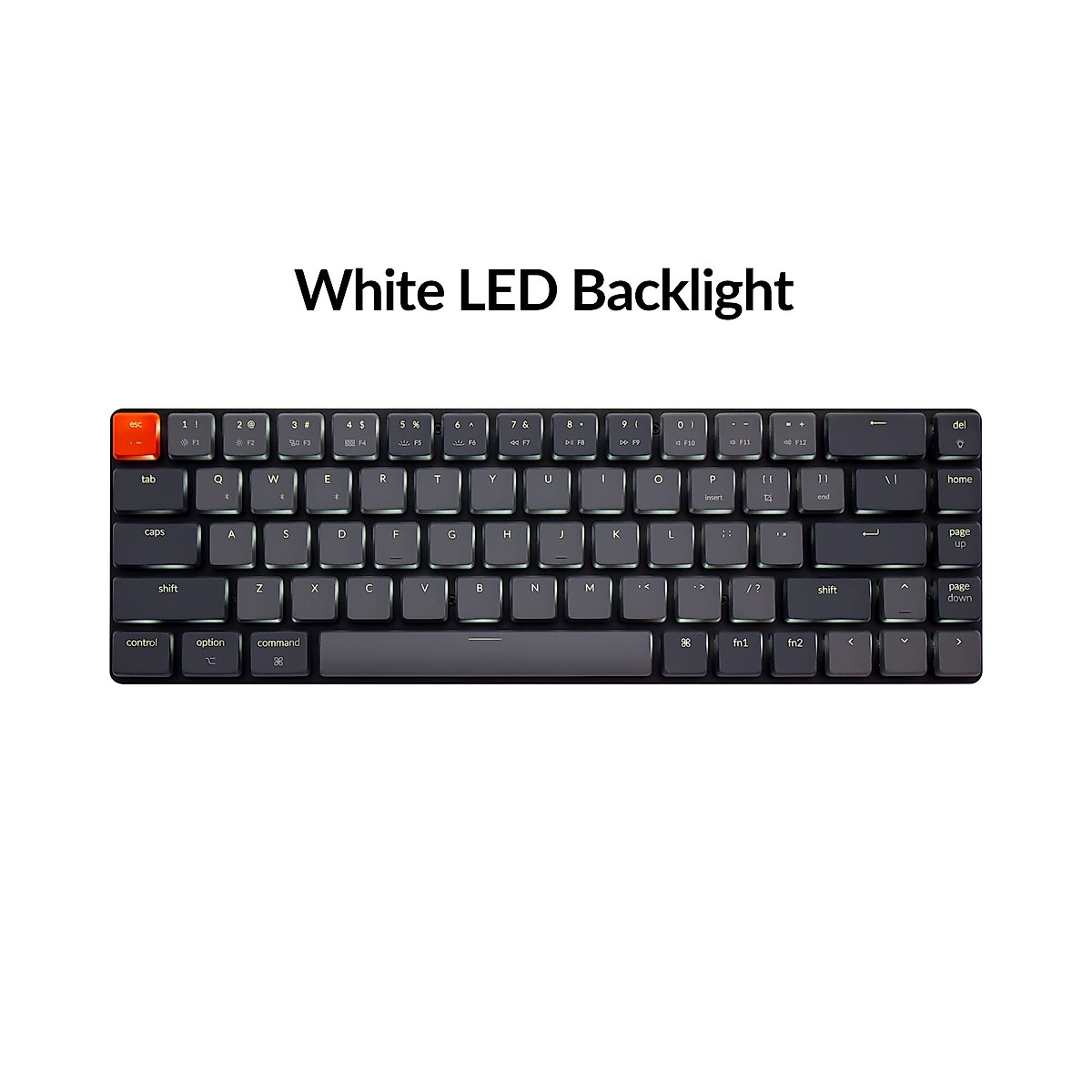 Keychron K7, 68 Keys Ultra-Slim Wireless Bluetooth/Wired Mechanical Keyboard with Low-Profile Gateron Mechanical Red Switch, White LED Backlit Compatible with Mac Windows