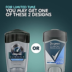 Degree Men Clinical Protection Antiperspirant Deodorant 72-Hour Sweat & Odor Protection Clean Prescription-Strength Antiperspirant For Men with MotionSense Technology 1.7 oz, Pack of 2