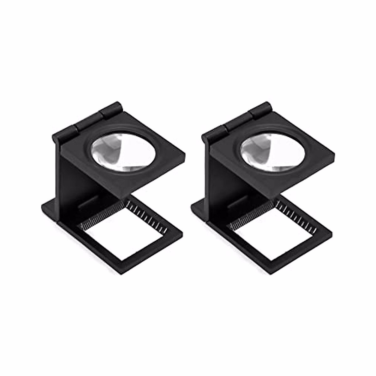QWORK Three-Folding 10X Magnifier, 2 Pcs Zinc Alloy Magnifying Glass with Scale, for Textile Optical Jewelry Sewing Thread Collection Repair