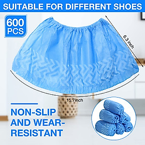 Jeere 600 Packs Disposable Boot Shoe Covers Non Slip Thick Extra Booties for Shoes Covers Durable Boot Covers for Men Women Virtually Most Shoes, Blue