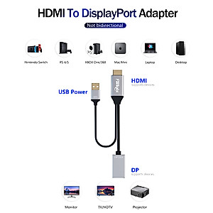 fairikabe HDMI to DisplayPort Adapter 4K60Hz, Active HDMI 2.0 Male to DisplayPort 1.2 Female Converter, HDMI Output to DP Input Adapter for Monitor, Xbox One, PS4, Mac Mini