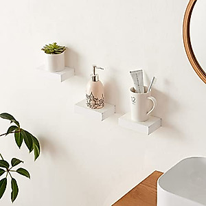 Small Floating Shelves Set of 2, 5.5 Inch Oak Wood Wall Shelf Display Ledges for Mini Decor, Mini Shelf for Bedroom,Living Room and Kitchen,White