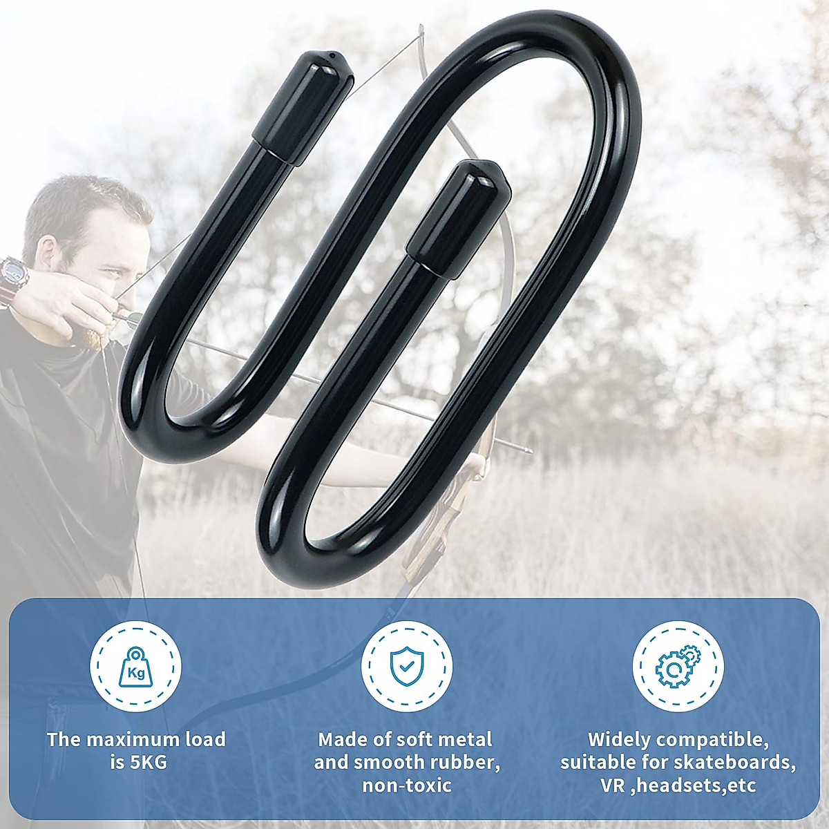 Kesywale Bow Hanger Wall Mount Adjustable Bows Holder Storage Wall Rack to Display Your Bow, Pack of 4 (4)