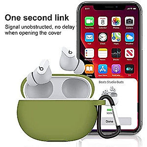 Beats Studio Ear Buds 2021 Case ,Cover Shock-Absorbing Protective Case with Keychain (Olive Green)