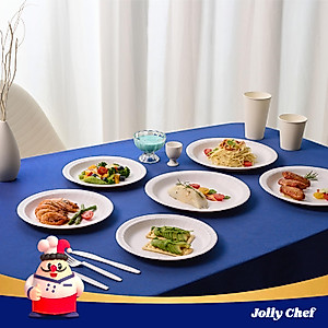 JOLLY CHEF10 inch 140 Pack Disposable Paper Plates,Soak Proof, Cut Proof, Microwave Safe Heavy Duty Paper Plates Everyday Use