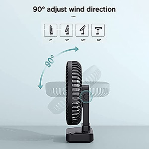 EasyAcc 7 Inch Desktop Battery Table Fan, Bedroom Fan [ Ultra-Quiet Comfortable Wind Fan ] 6700 Battery 3 Speed 90°Tilt Desk Fan with Type C, Electric Cooling Fan for Bedroom (Battery&USB Power)