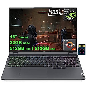 Lenovo Legion 5 Pro 16 Gaming Laptop I 16" QHD 165Hz (500 nits) I AMD 8-Core Ryzen 7 5800H I 32GB DDR4 512GB SSD + 512GB SSD I GeForce RTX 3060 6GB I Backlit USB-C Win11 + 32GB MicroSD Card