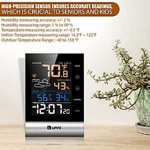 Indoor Outdoor Thermometers Wireless Temperature Humidity Monitor 328ft Range with High-Definition Screen & Wireless Remote Sensor