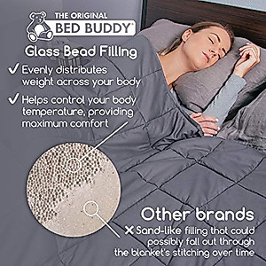 Bed Buddy Weighted Blanket 17 lbs - Weighted Blanket Adult Sized - Heavy Blanket with Weighted Glass Beads, Grey, 17 pounds, for Full, Queen Size, Twin Size