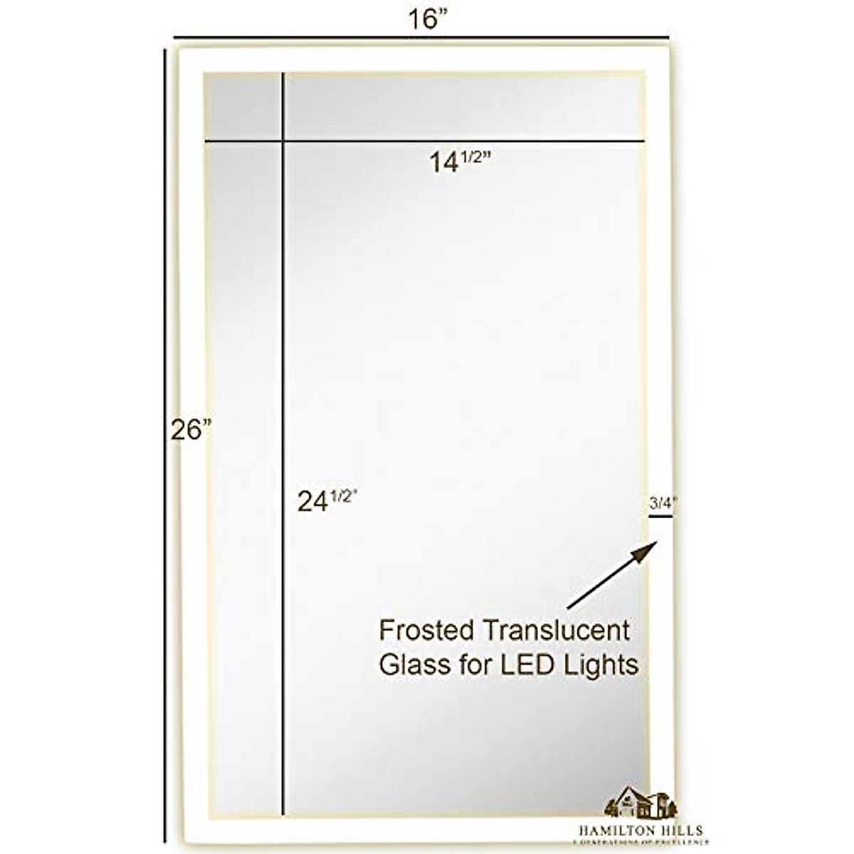 Hamilton Hills 16x26 inch White Lighting Medicine Cabinet with Mirror | Backlit Medicine Cabinet Organizer with 4 Glass Shelves | Farmhouse Wall Mounted Hanging Rectangular Bathroom Cabinet