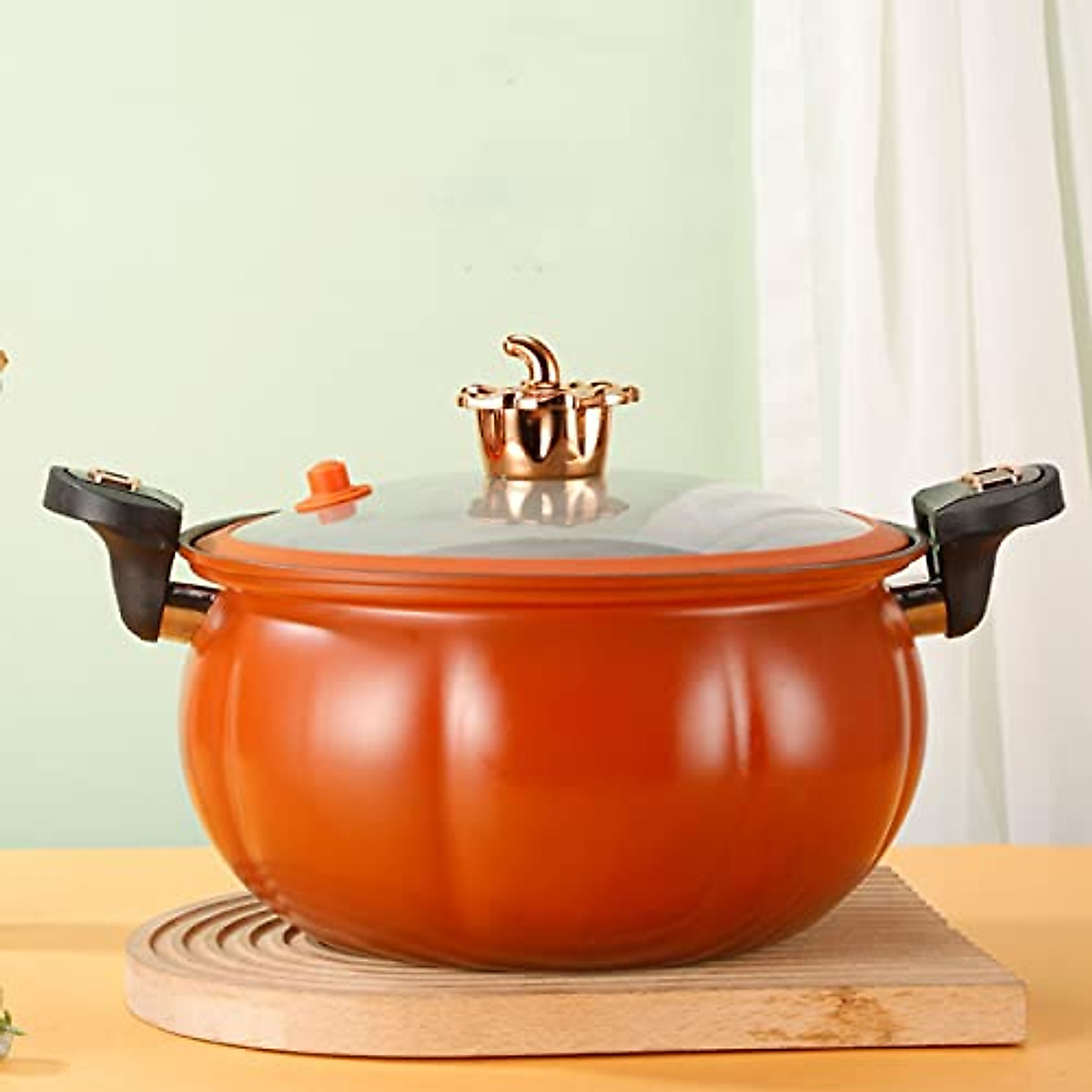 Micro Pressure Cooker, Time Saving Non Stick Micro Pressure Soup Pot Easy To Clean Wrought Iron Multifunctional 8L Large Capacity for Kitchen (28cm)