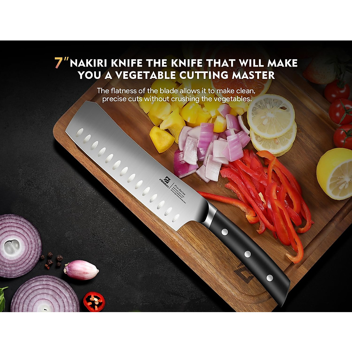 Piklohas Kitchen Knife Set, 3 Piece German High Carbon Stainless Steel Professional Chef Knife, Nakiri Knife, Bird Knife, Razor Sharp Cutting Knife With Forged Ergonomic Handle Elegant Gift Box