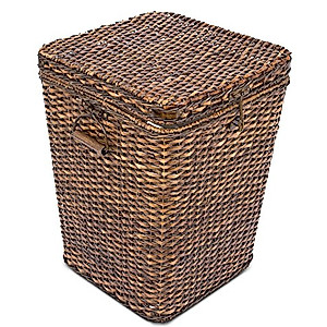 BirdRock Home Rattan Peel Hamper with Lid - Removable Laundry Bag - Machine Washable Canvas Lining - Spacious Interior - Organizer, Brown