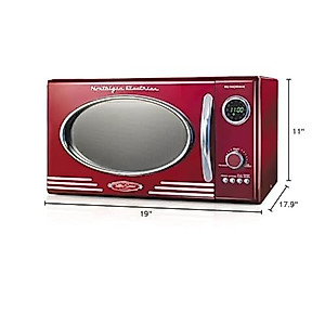 Nostalgia Retro Countertop Microwave Oven - Large 800-Watt - 0.9 cu ft - 12 Pre-Programmed Cooking Settings & Retro 3-in-1 Family Size Electric Breakfast Station, Non Stick Die Cast Grill/Griddle