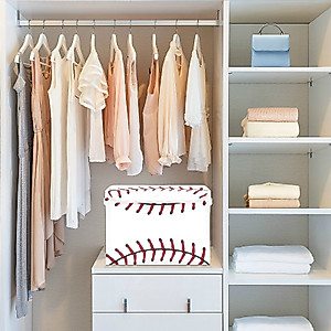 RunningBear Softball Baseball Lace Large Storage Bins with Lid Collapsible Storage Bin Box Shelves Cube Storage Decorative Storage Boxes for Living Room Office