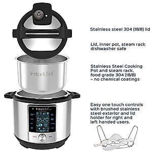 Instant Pot Max 6 Quart Multi-use Electric Pressure Cooker with 15psi Pressure Cooking, Sous Vide, Auto Steam Release Control and Touch Screen