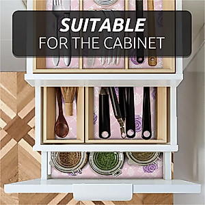 12X120 Inch Shelf Liner for Kitchen Cabinets, PVC Drawer Liner for Dresser Non-Slip Bathroom, Non-Adhesive Cabinet Liner Washable (Purple Bloom)(1 Roll)