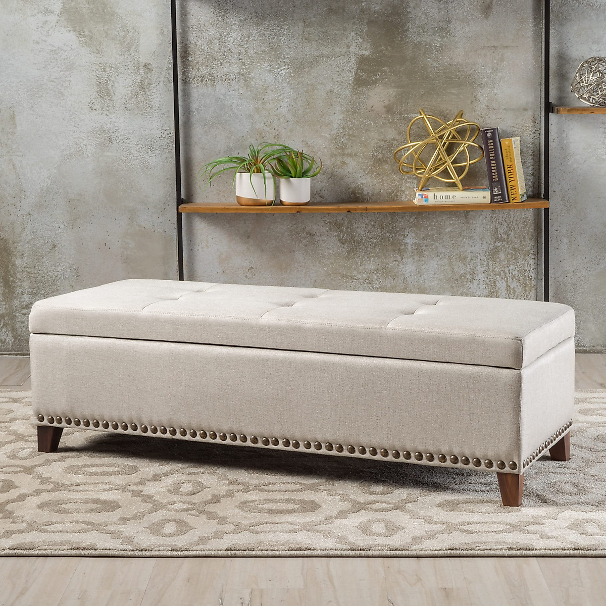 Christopher Knight Home Gavin Fabric Storage Ottoman, Beige