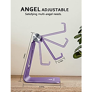 Tobeoneer Adjustable Cell Phone Stand Desk Phone Holder, Mobile Phone Cradle Dock for iPhone 13 12 11 Pro X XS 8 7 6 6s Plus 5 5S Samsung Huawei All Smartphones (Purple)