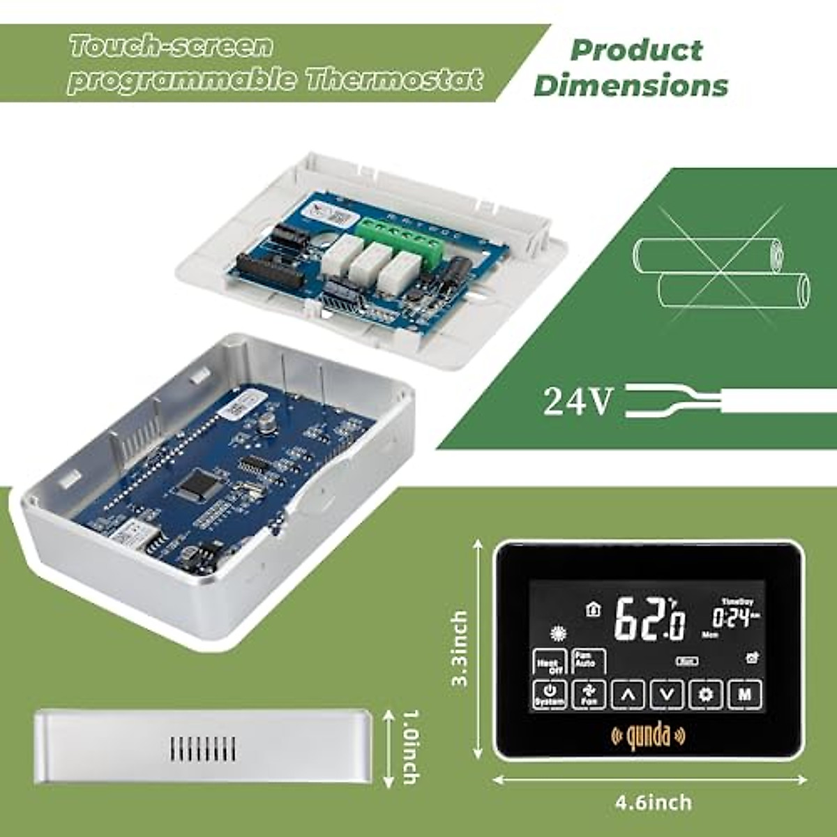 Universal Thermostat WiFi Touch-Screen Programmable, 7 Single Day, 7 Inch Screen, 24V Hardwire, Air Conditioner Remote ControI Mobile Phone Control, Android and iOS Compatible and HVAC System