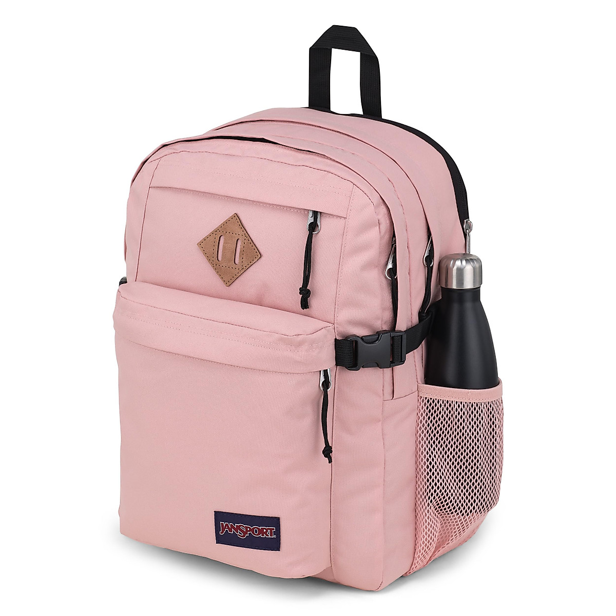 JanSport Main Campus Backpack - Travel, or Work Bag w 15-Inch Laptop Sleeve and Dual Water Bottle Pockets, Misty Rose