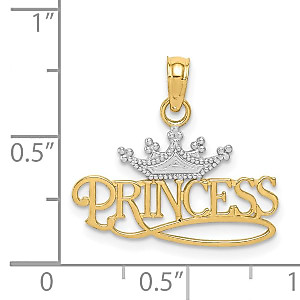 IceCarats 14K Yellow Gold Royal Princess Crown Necklace Charm Pendant 21mm Only