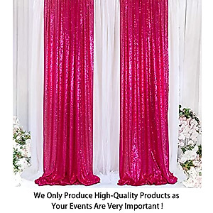 Fuchsia 2FTx7FT 1PC Photo Booth Wedding Props-Sequin Fabric Backdrops Sweets for Weddings Party Curtains Decorations-60x215CM 1 Panel Hot Pink Curtain