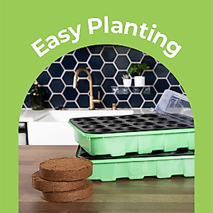 Window Garden 20 Cavity Seed Propagation Kits (2) – Complete with Fiber Soil and Ventilated Greenhouse Trays. Germinate Seeds in a Window or Under Lights for The Garden. Reusable Seedling Starter.