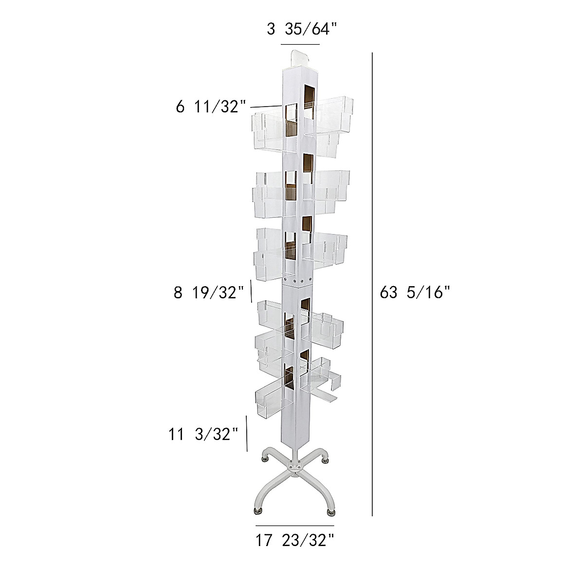 FixtureDisplays® Greeting Card Rack Clear Plexiglass Spinner Retail Spin Rack DVD CD Book Stand 6.25“ Wide Pocket 8.5" High 20 Pockets 10024