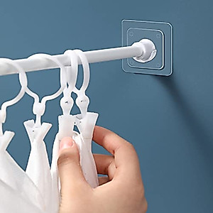 Kakalote 2Pcs Adhesive Shower Curtain Rod Holders,Durable ABS Shower Rod Mount Retainer for Wall No Drilling,Stick On Tension Rod Wall Mount Holder,Easy to Install,Bathroom Accessories(Clear)