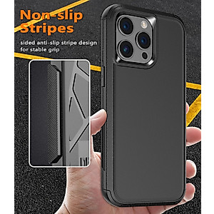 Diverbox for iPhone 15 Pro Max Case [Shockproof] [Dropproof] [Tempered Glass Screen Protector ],Heavy Duty Protection Phone Case Cover for Apple iPhone 15 pro max 6.7 inch (Black -3in1)