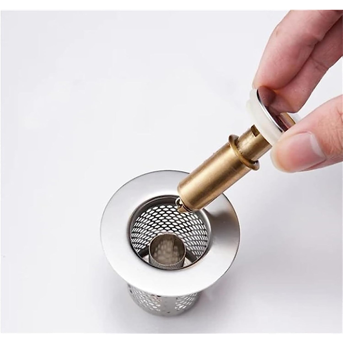 Homezo Sink Stopper with Basket - Upgraded Sink Stopper with Basket, Sink Stopper with Basket, Upgraded Bathroom Pop-up Drain Stopper and Strainer. (1 Long+1 Short)