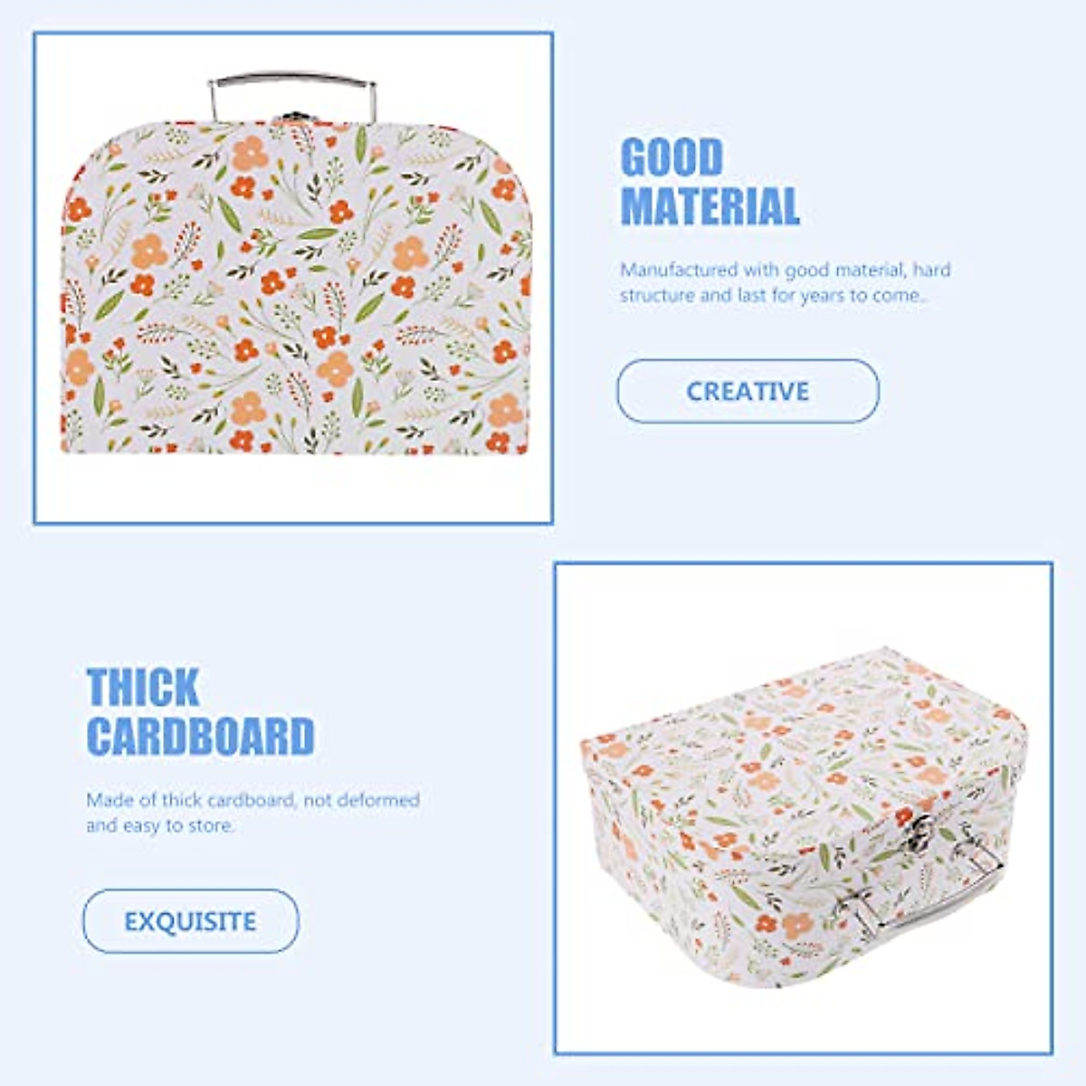 Zerodeko Paperboard Suitcases Storage Boxes Handle: Boxes with Lids Containers for Storage Organization Toy Sundry Box