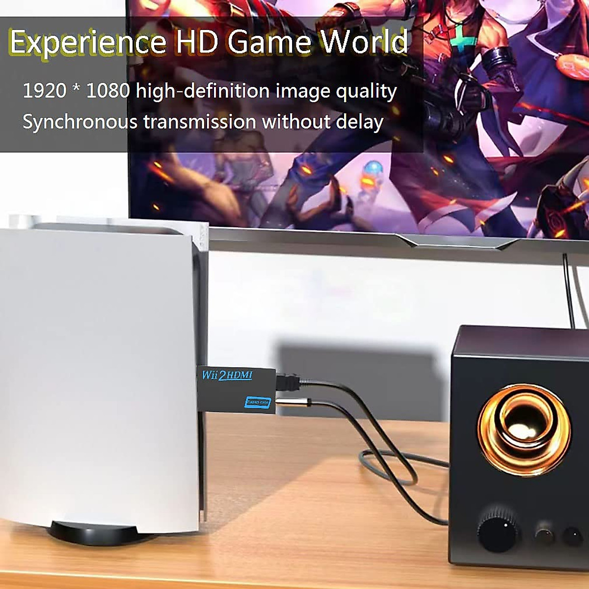 sartyee Wii Hdmi Converter Adapter, Wii 2 to Hdmi 1080P Connector Output Video 3.5mm Audio - Supports All Wii Display Modes, Black