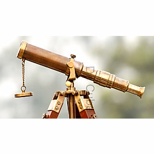 De Cube Vintage Brass Telescope with Best DF Lens and Adjustable Tripod Stand Makes it Perfect for Kids and Beginners, Office Table Home Decor Ascent, Collectible (Antique Patina on Brass)