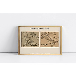 North Andover Sutton Mills Massachusetts 1856 Essex County MA TM Map Poster | 11x17 12x18 16x24 24x36 Historical Unframed Wall Art | Vintage Antique Rustic Print for Decor