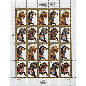 Carousel Horses 20 x 32 Cent U.S. Postage Stamps 1994