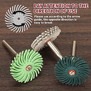 76Pcs 1 Inch Mini Radial Bristle Disc Mix Kit with 2.35mm/3mm Mandrels for Rotary Tools Accessories Cleaning Deburring Sanding, Grit 80/120/220/400/600/1000/2500 Abrasive Buffing Wheel Polishing Bits