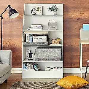 SONGMICS Stackable Storage Bins, Set of 2 Fabric Storage Boxes with Lids, with Magnetic Closures, Lid Can Stay Open after Stacking, ‎19.7 x 13.8 x 9.8 Inches, Light Gray URLB03GY