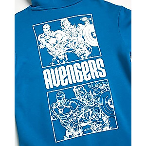 Marvel Men’s Avengers Fleece Hoodie Sweatshirt – Retro Iron Man, Hulk, Captain America, Thor, Spider-Man, Size Large, Marvel Blue