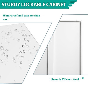 INTERGREAT Metal Storage Cabinet with Doors, Locking Steel Storage Cabinet with Lock and Shelves, Heavy Duty Lockable Metal Cabinet for Office, Bathroom, Home, Laundry Room, Kitchen (White)