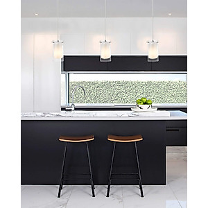 AKEZON Modern Glass Pendant Light 2 Pack, Adjustable Hanging Pendant Lighting Kitchen Lights Island Dining Room Bathroom Bar, Brushed Nickel Finish