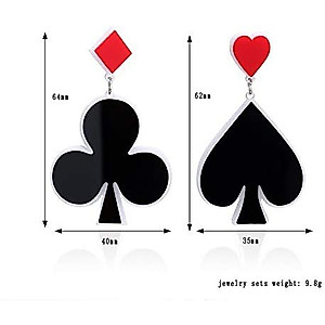 GUOXIAOMEI Playing Cards Pattern Drop Earring Fashion Party Gift Charms Hearts Spades Plum Poker Acrylic Earring Jewelry (Red 1)