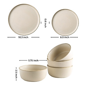 AmorArc Ceramic Dinnerware set, Service for 6 (12pcs), Stoneware Plates and Bowls Set,Highly Chip and Crack Resistant | Dishwasher & Microwave Safe, Matte-Ivory RusticStyle