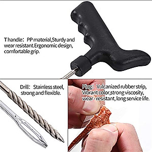 Vakert Tire Repair Kit Tool T-Handle String Rubber Plugs for Cars Trucks Motorcycles